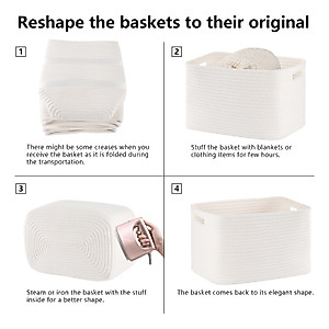 SIXDOVE 4 Pack Storage Baskets for Organizing Toys, Towels, and Clothes, Woven Basket for Shelves, Sturdy Nursery Cube Bins for Storage, 13''L x9''W x7.8''H, White