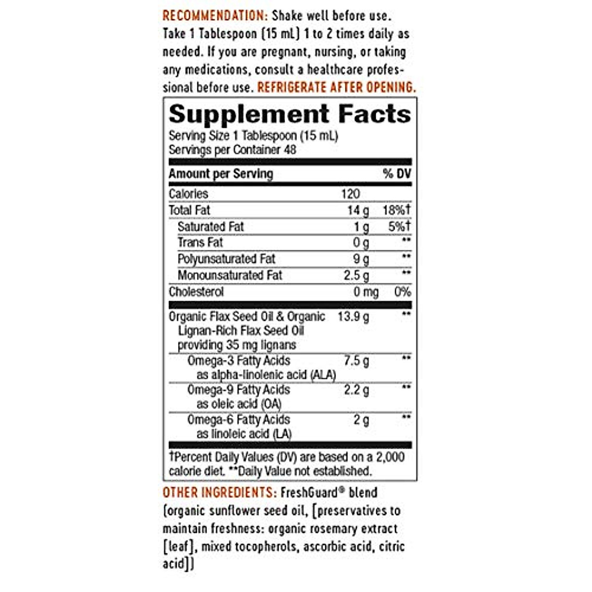 Nature's Way Organic Flax Oil Super Lignan, Cold-Pressed, and Unrefined, 24 Fl Oz