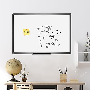 VIZ-PRO Magnetic Dry Erase White Board, 36 X 24 Inches, Black Aluminium Frame