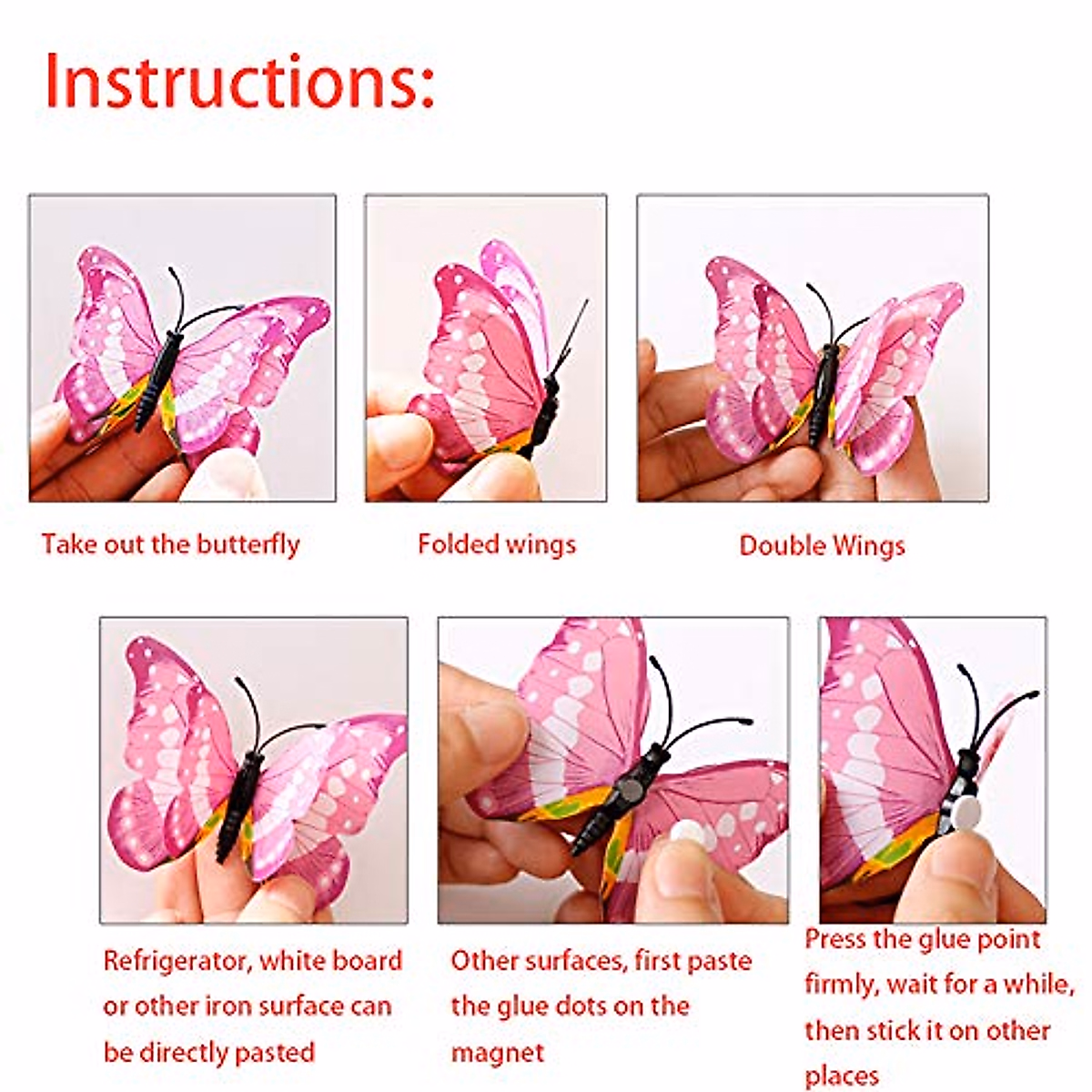 FOVSHNG 24PCS 3D Butterfly Wall Decor Butterflies Decals Removable Butterfly Wall Stickers for Girls Kids Bedroom and Room Decoration Mural Double Wings Luminous