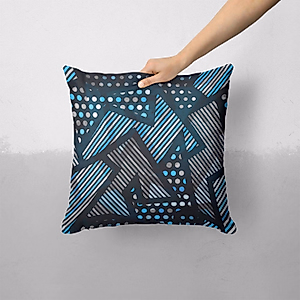 iiRov Abstract Black and Blue Overlap - Custom Decorative Home Decor Indoor or Outdoor Throw Pillow Cover for Sofa, Bed or Couch Cushion (Pillow CASE Cover ONLY)