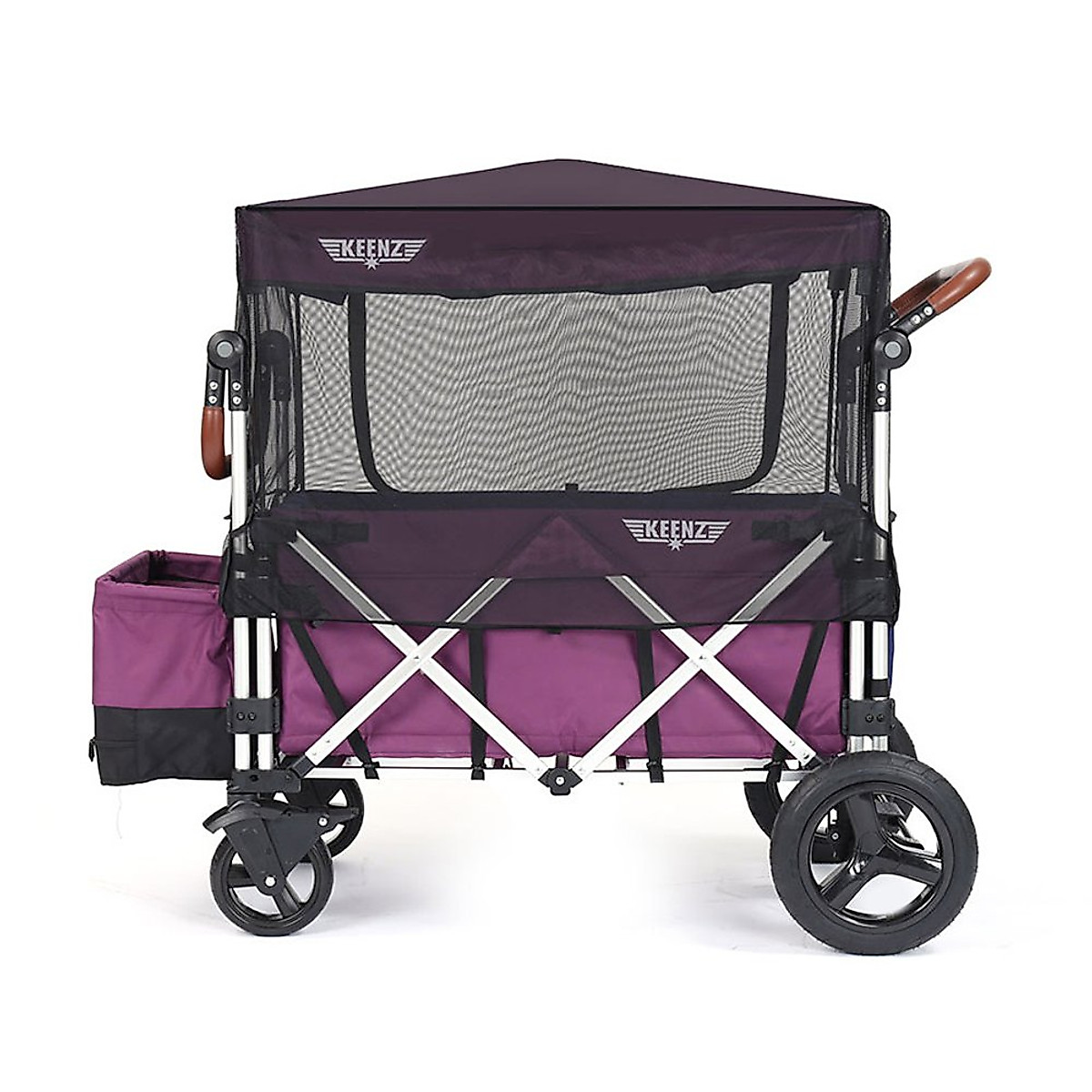 Keenz Folding Collapsible Mosquito Netting Sun Shade Protection Cover Accessory with Zippered Opening for the 7S Kids Toddler Wagon, Black (Net Only)