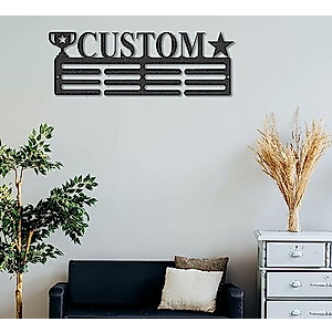 THELSTUDIOS Rustic Home Decor, Custom Medal Hanger Metal Sign, Personalized Medal Hanger Display, 12 Rungs For Medal, Sports Medal Hanger For Winner
