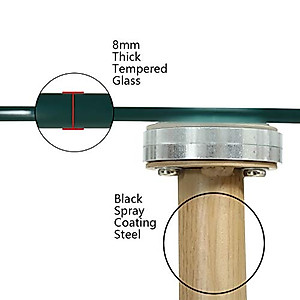 Round Dining Table - Modern Round Glass Dining Table Small Space Dining Room Table - Kitchen Table with Tempered Glass Tabletop and Metal Legs - Wood