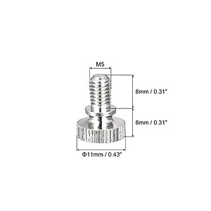 uxcell Knurled Thumb Screws, M5x8mm Brass Shoulder Bolts Grip Knobs Fasteners, Nickel Plated 5Pcs