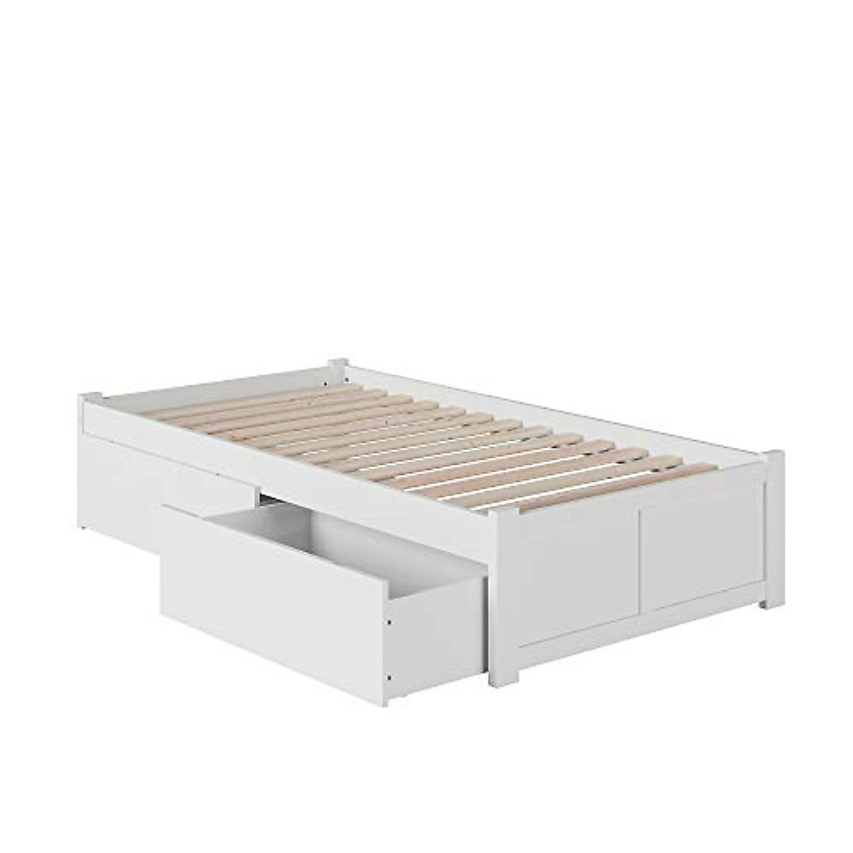 AFI Concord Twin XL Size Platform Bed with Footboard & Storage Drawers in White