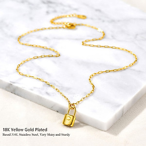 PROSTEEL Trendy Lock Necklace for Women Chain M Initial Necklace