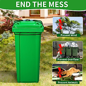 Foxmox Trash Can Lock for Animals: 1PCS Garbage Can Lid Locks with Heavy Duty Bungee for Raccoons Proof,Bears Proof and Wind-Resistant(Fits 30-40 Gallon Cans)