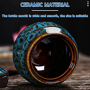 BLLREMIPSUR 2 PCS Ceramic Canister for Loose Leaf Tea, Beautiful Chinese Style Tea Containers with Tassel, Small Tea Coffee Sugar Storage Organizer