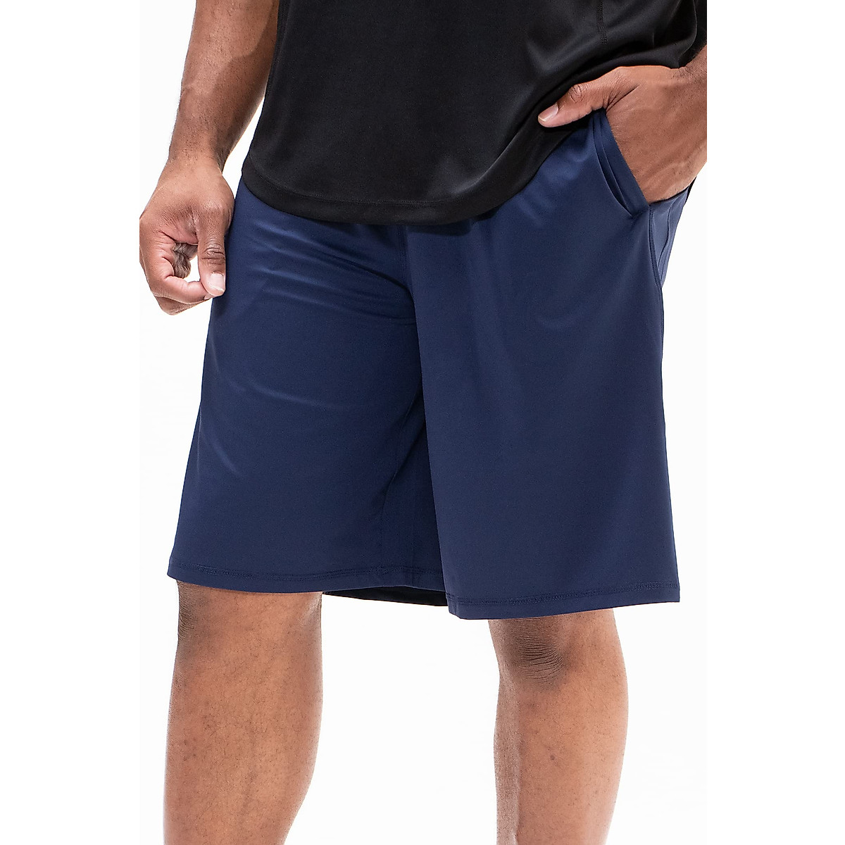 DEVOPS Men's 2-Pack Loose-Fit 10" Workout Gym Shorts with Pockets (Medium, Black/Navy)