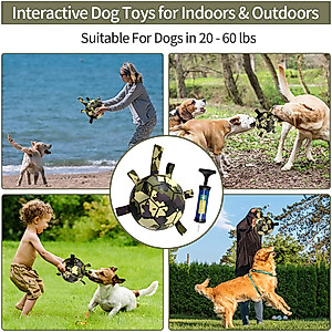 QDAN Dog Toys Soccer Ball, Interactive Dog Toys for Tug of War, Dog Tug Toy, Dog Water Toy, Durable Dog Balls for Medium & Large Dogs-Camouflage(8 inch)