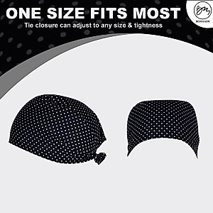 BISMAADH 4 Pack Bamboo Cotton Polka Dot Printed Patka Durag Headcover Skull Cap (Black + Blue + Red + White)
