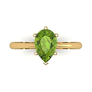 Clara Pucci 2.0 ct Pear Cut Solitaire Natural Peridot Engagement Wedding Bridal Promise Anniversary Ring 18K Yellow Gold Size 3.75