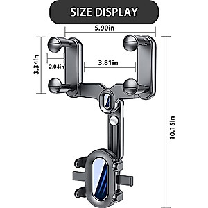 RELMAY Phone Mount for Car, Rear View Mirror Phone Holder, Multifunctional 360 ° Rotatable and Retractable Phone Holder, Rearview Mirror Phone Holder for Car Compatible with All Cell Phones