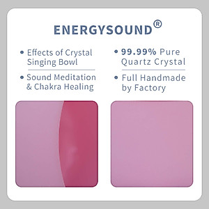 ENERGYSOUND 432Hz Perfect Pitch C Note Root Chakra Pink Color Frosted Quartz Crystal Singing Bowl 10 inch with Heavy Duty Case Bag mallet & o-ring included