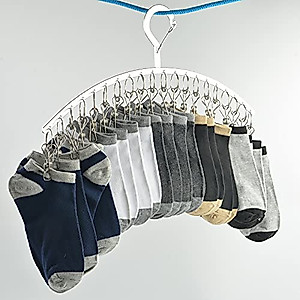 JDGOOMA 2 Pack Stainless Steel Laundry Drying Rack Windproof Clothes Hangers with 20 Clips for Drying Socks,Towels,Diapers,Bras,Baby Clothes,Underwear,Scarfs,Hats,Gloves - Upgraded Type