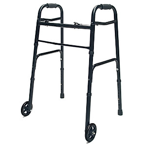 Lumex ColorSelect Walker, Lightweight & Folding 2-Wheel Walker for Adults & Seniors, Black