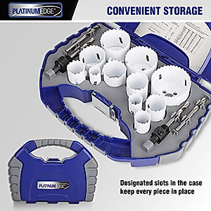 Hole Saw Kit, 17 Piece General Purpose 3/4" to 2-1/2" Set with Mandrels, Bi-Metal, Durable High Speed Steel (HSS). Fast Cut Clean, Smooth and Precise Holes Through PVC, Metal, Wood, Plastic, Drywall