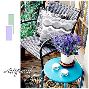 SAYW Artificial Flowers 10 Bundles Artificial Lavender Fake Flowers, Lifelike UV Resistant No Fade Faux Plastic Plants for Indoor Outdoor Home Office Garden Wedding Decorations(Purple)