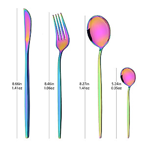 Uniturcky 24 Piece Hanging Flatware Set, Colorful Stainless Steel Household Tableware Set with Rack, Cutlery set for 6 with Holder, Mirror Polished Rainbow Silverware Sets, Include Knife Fork Spoon