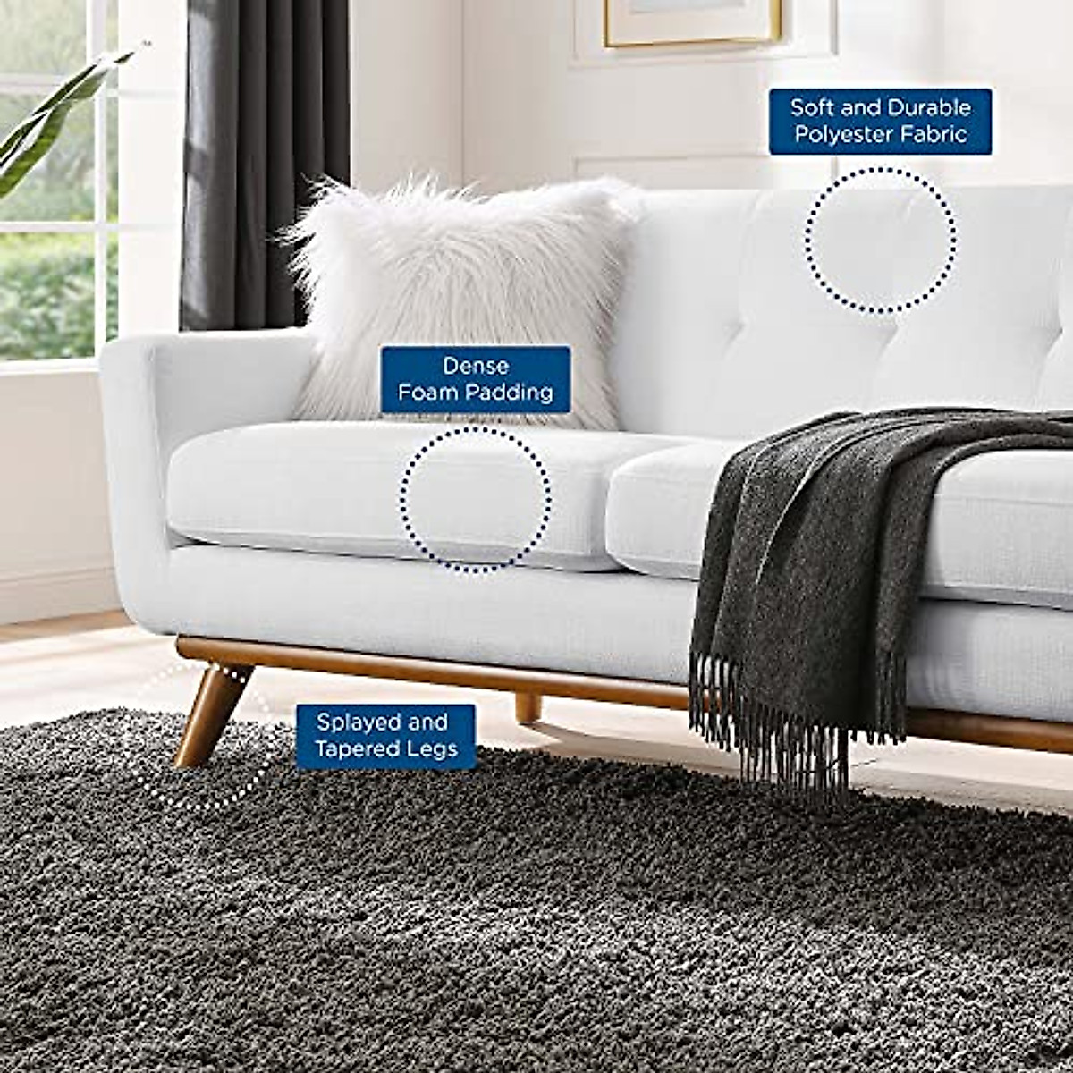 Modway Engage Upholstered Fabric Left-Arm Loveseat, White