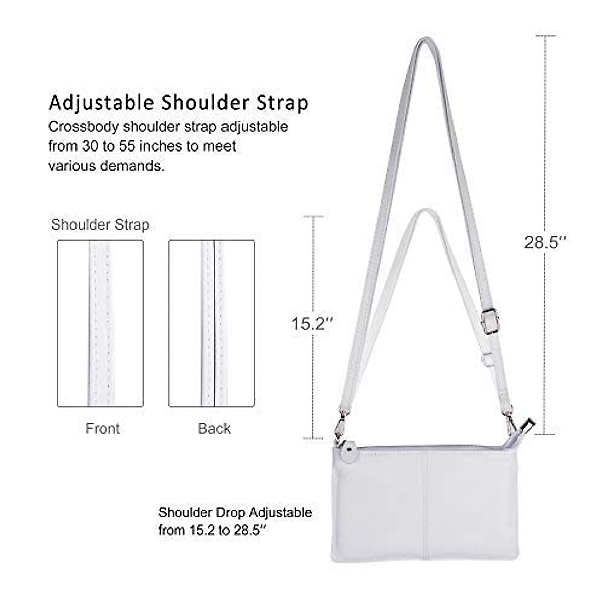 befen White Small Wristlet Crossbody Clutch Purse with White Cell Phone Crossbody Bags for Women