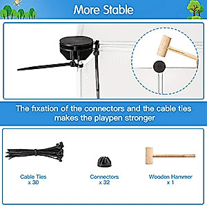 PUPTECK Pet Playpen for Puppies/Rabbits/Kittens/Guinea Pigs/Small Animals, Plastic Indoor Yard Fence, Printed Cage with Bottom, Easy Assembled and Escape Proof