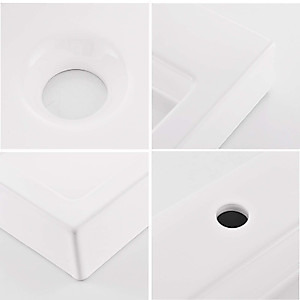 Bathroom Vessel Sink Rectangular White,VALISY 24 x18 Inch Above Counter Porcelain Ceramic Vessel Sink, Rectangle Modern Vanity Lavatory Bath Countertop Bathroom Sink Bowl Basin with Single Faucet Hole