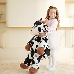 EARTHSOUND Giant Cow Stuffed Animal Plush Toy,Large Jumbo Cute Soft Toys,Big Size Huge Fluffy Plushy Oversized Fat Plushie,Gifts for Kid