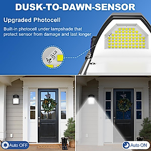 CINOTON 30W LED Wall Pack Light with Dusk to Dawn Sensor, 3600LM, 5000K Daylight [120Vac/200-300W HID/HPS Equiv.] IP65 Waterproof Outdoor Security Flood Lighting for Garage Warehouse Garden 2 Pack