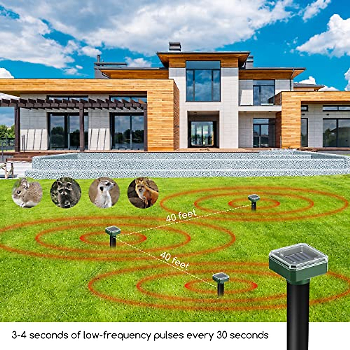 8 Pack Mole Repellent Solar Powered Solar Mole Repellent Ultrasonic Vole Groundhog Repellent Outdoor Waterproof Sonic Repellent Spikes Drive Away Burrowing Animals from Lawns and Yard