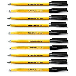Staedtler Stick 430 Fine Ballpoint Pen 0.3mm Black Regular Ink Flow (Pack of 10)