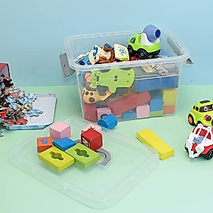 Nesmilers 6 Packs Plastic Storage Boxes, Small Clear Bins with Lids, 6 Liter