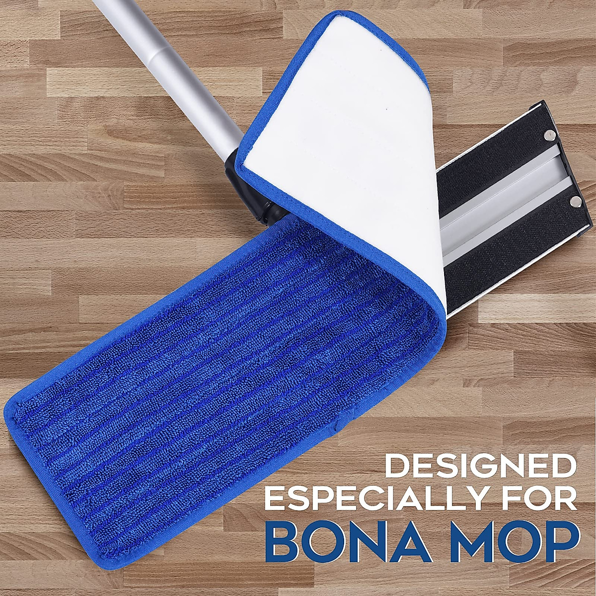 Matthew 18'' Microfiber Mop Replacement Pads for Wet Dry Reusable Mops Floor Home Commercial Cleaning Refills, Machine Washable Compatible with Bona Mop&Any Microfiber Flat Mop System Blue (3 Pack)