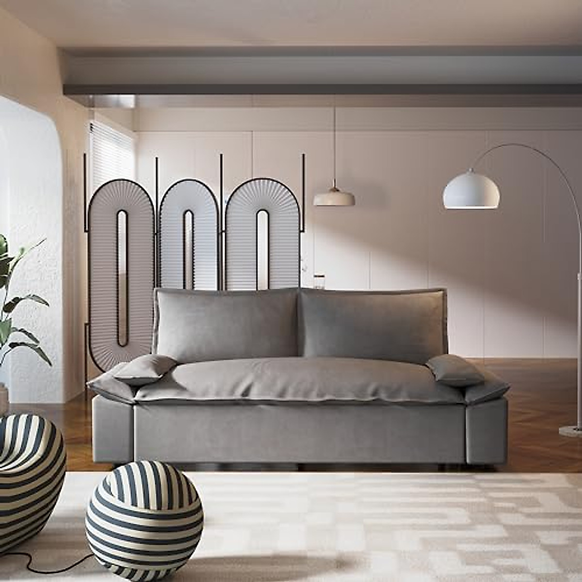 Eafurn 3 in 1 Multi-Functional Sleeper Sofa Bed Queen Size,Convertible Pull Out Loveseat Couch with Soft Pillow Armrest and Detachable Backrest,3 Seater Love Seat Lounge Sofa&Couches for Living Room