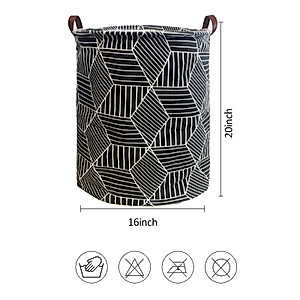 RoyBoder Laundry Hamper Thickened Cotton Waterproof Laundry Basket Leather Handle Collapsible Wide Ring Laundry Hamper in Bedroom Bathroom Dormitory Cloakroom Livingroom Nursery Organizer Toy Bin