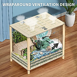 Doolapet Hamster Cages, Natural Wooden Hamster Cage 23.6" L x 15.7" W x 18.9" H for Syrian Dwarf Hamsters Mice Small Animal