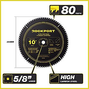 ROCKPORT Table Saw Blades 10 inch 80 Teeth - (3 Pack) 10" Table Saw Blades & 10 inch Miter Saw Blades, 5/8" Arbor, Multipupose Carbide Tip Circular Saw Blade for Ultra Fine Finish Cutting of Wood