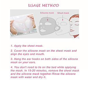 Angzhili 2 Pack Silicone Moisturizing Mask for Sheet Mask,Reusable Facial Mask Cover with Hook,Sheet Mask Cover for Slow Down the Evaporation of Mask Essence,Face Care Tool (White)