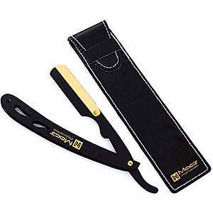BLACK & GOLD COMBINATION Stainless Steel Barber Exchangeale Blade Straight Edge Barber Shaving Razor -Safety Razor -Macs-045B
