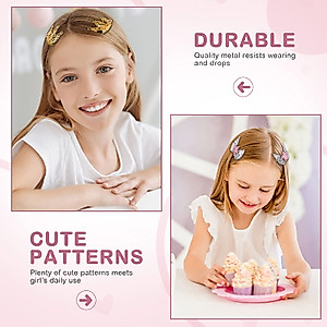 Chuangdi 24 Pieces Hair Clips Shiny Star Crown Heart Butterfly Rabbit Unicorn Shaped Hair Barrettes Cute Hair Clips Metal Snap Hair Pins Glitter Hair Styling Accessories