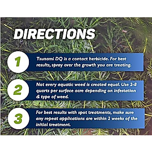 Tsunami DQ Aquatic Herbicide- Quart - 37.3 Percent Diquat Dibromide – Concentrated Aquatic Weed Killer for Lakes and Ponds - Duckweed, Watermeal, Curly Leaf, Pondweed & Many More