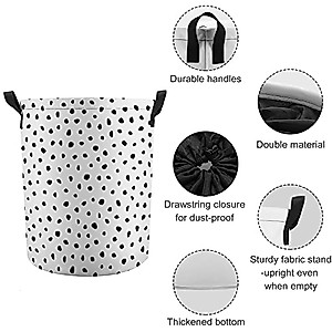 Laundry Hamper Irregular Chaotic Dots Dirty Clothes Storage Basket Black And White Collapsible Waterproof Toy Organizer for Boys And Girls Bedrooms, Bathroom