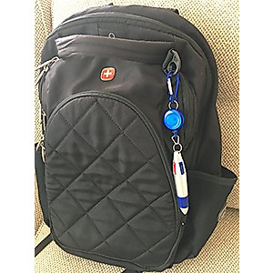 LUCKBOOSTIUM 4 Ink Colors Ballpoint Pen on Keychain - Multi Color Pens with Carabiner, Retractable Reel Holder, and Belt Clip - Gift for Nurses, Students, Teachers, Colleagues (Silver, 4 Pack)