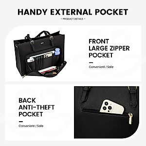 LOVEVOOK Laptop Bag for Women 15.6 inch Waterproof Work Tote Bag Briefcase with USB Charging Port PU Leather Computer Handbag Shoulder Bag Large Professional Teacher Bag for Travel Business School