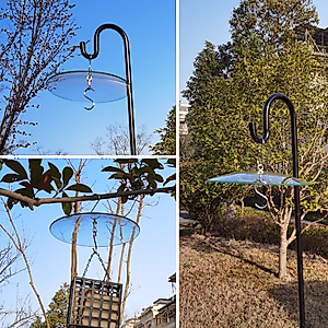 10" Glass Rain Cover for Wild Bird Feeder Outdoors - Weather Guard S Hook Hanging - Protective Dome Baffle - Clear (Dia. 25CM)