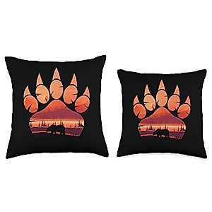 Bear Paw Silhouette Nature Bear Paw Forest Wildlife Lover Throw Pillow, 18x18, Multicolor