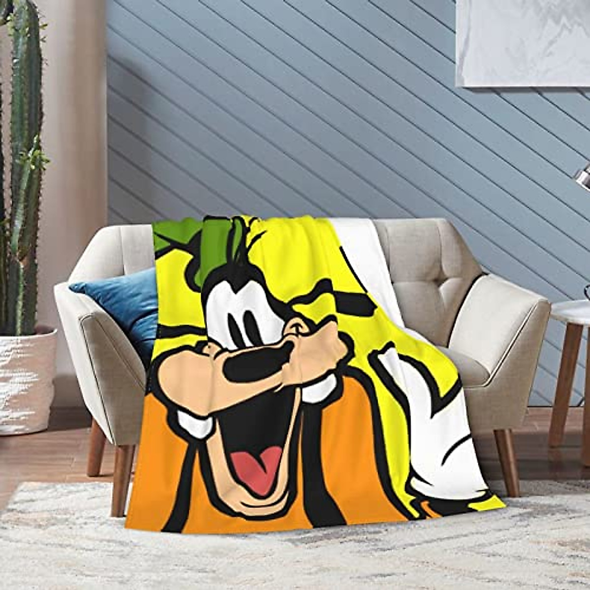 Cartoon Printing Flannel Super Soft Throw Blanket for Kids Adults,Comfortable and Warm for Sofa Bed Bedroom Living Room Camping Travel (Yellow) 80"X60"