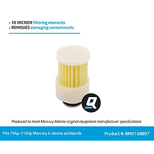 Quicksilver 8M0168897 Fuel Filter Kit for Mercury 4-Stroke 75-115 Hp Outboards