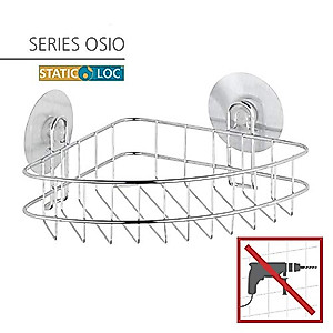 Static-Loc Corner Shower Caddy, Shower Shelf, Corner Shower Shelf, Shower Corner Caddy Made of Steel, Shower Storage, Chrome 10.4 x 4.3 x 7.5 in